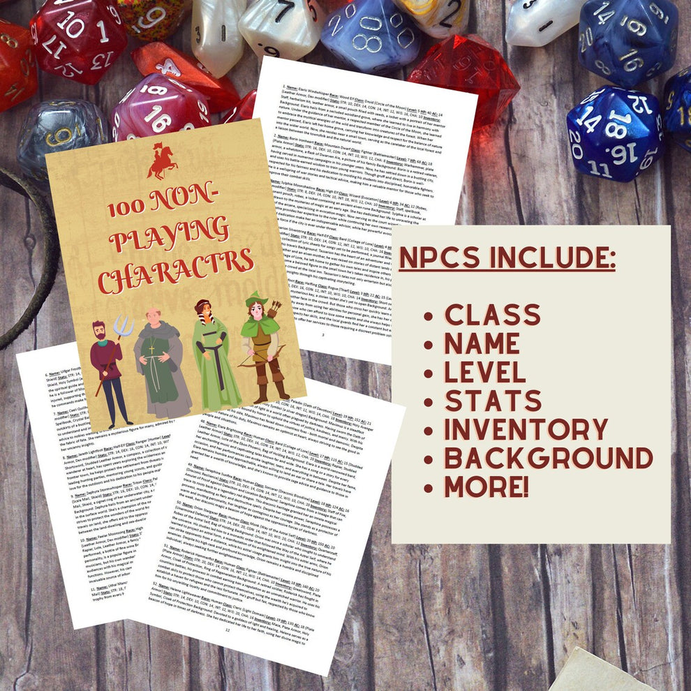 100 DnD NPCs Digital Download - Dungeon Master Toolkit for Character C ...