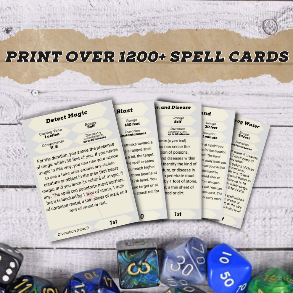 1,200 D&D Spell Cards Mega Bundle – The Noname Nerd